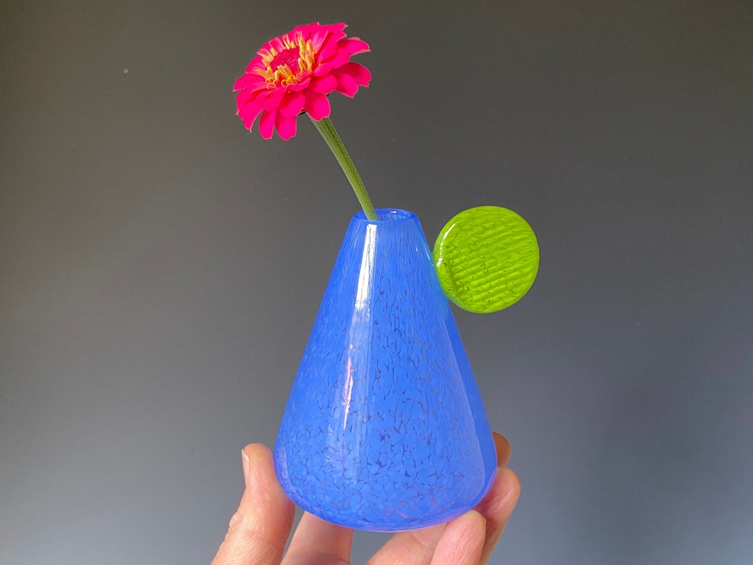 Original Hand Blown Cone Shaped Glass Vase Opaque Periwinkle Blue With ...