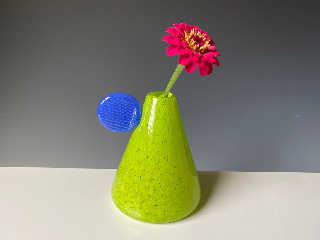 Original Hand Blown Cone Shaped Glass Vase Opaque Lime Green - Etsy