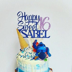 Sweet 16 Cake Topper, Sweet Sixteen Cake Topper, Any Name, Happy Sweet ...