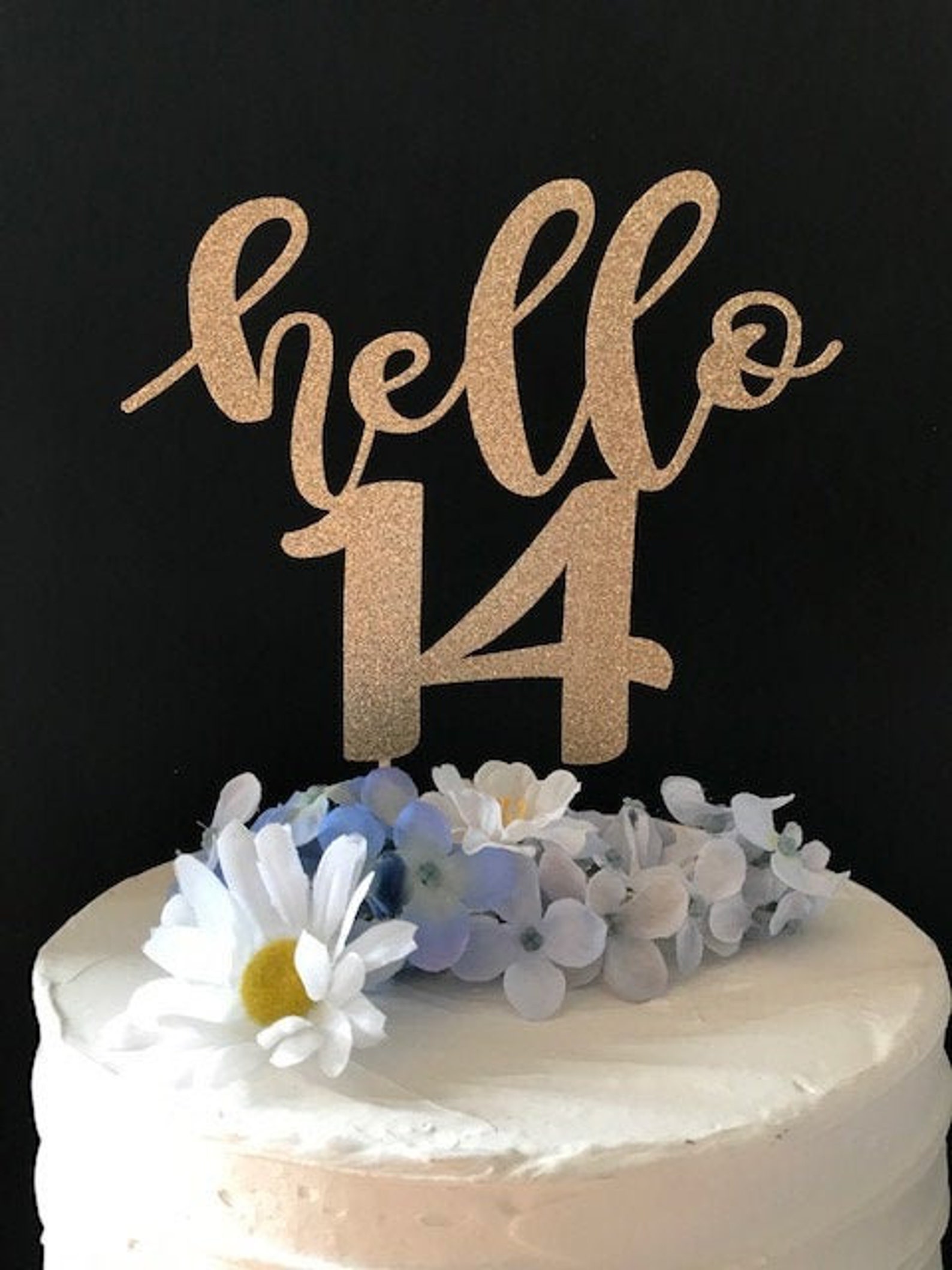Hello 14 Cake Topper, Any Age Cake Topper, Fourteenth Birthday Cake ...