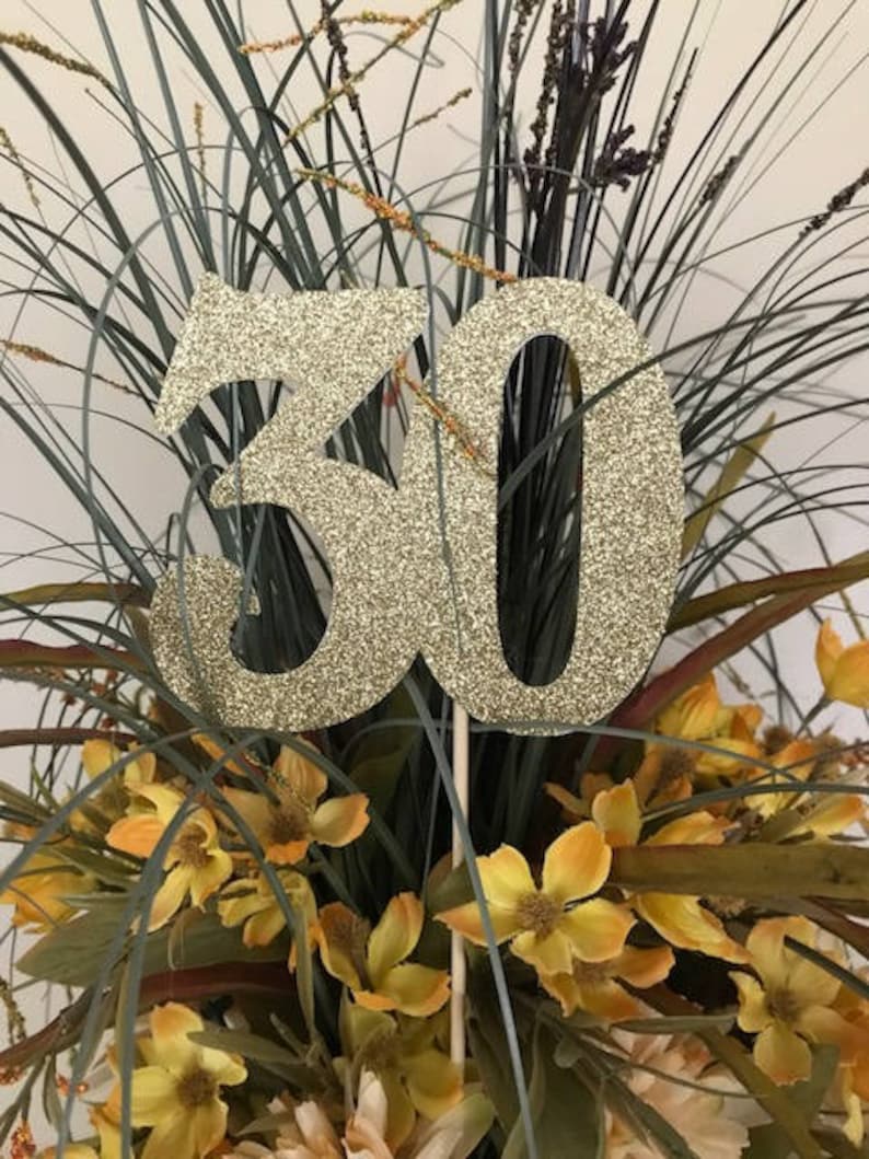 30 Centerpiece Picks, Age Centerpiece Sticks, Glitter Age Centerpiece ...