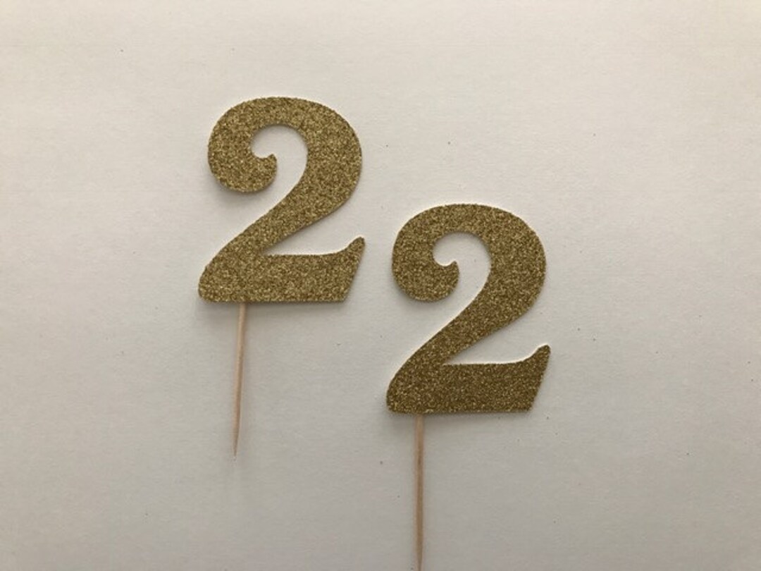 Second Birthday Cupcake Toppers, 2nd Birthday Cupcake Toppers, Gold 2 ...