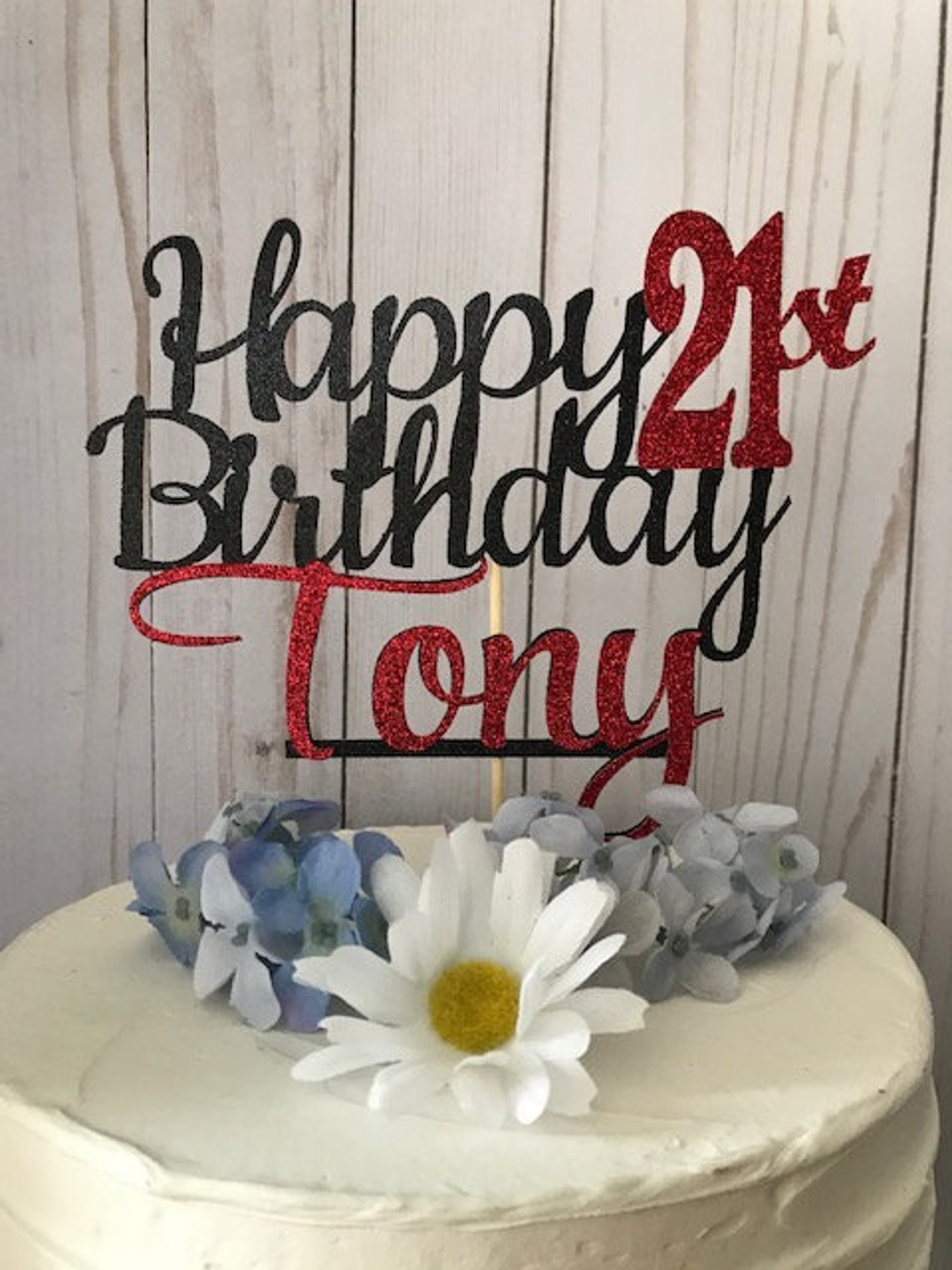 Any Name Any Number Happy Birthday Cake Topper Personalized - Etsy