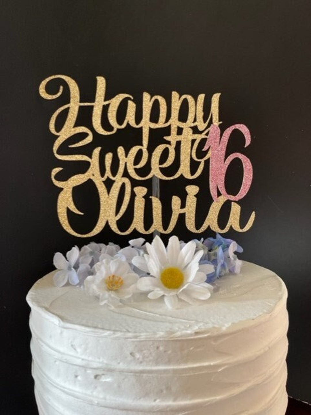Any Name, Happy Sweet 16 Cake Topper, Happy Sweet 16 Topper, Sweet 16 ...