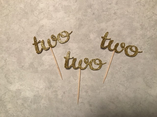 Second Birthday Cake topper 2nd Birthday cake Toppers Gold 2 | Etsy