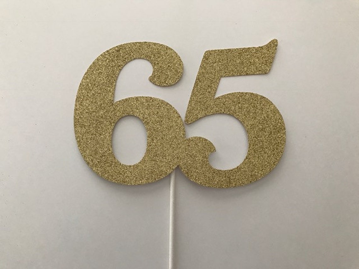 Any Number Gold Glitter 65th Birthday Cake Topper Number - Etsy
