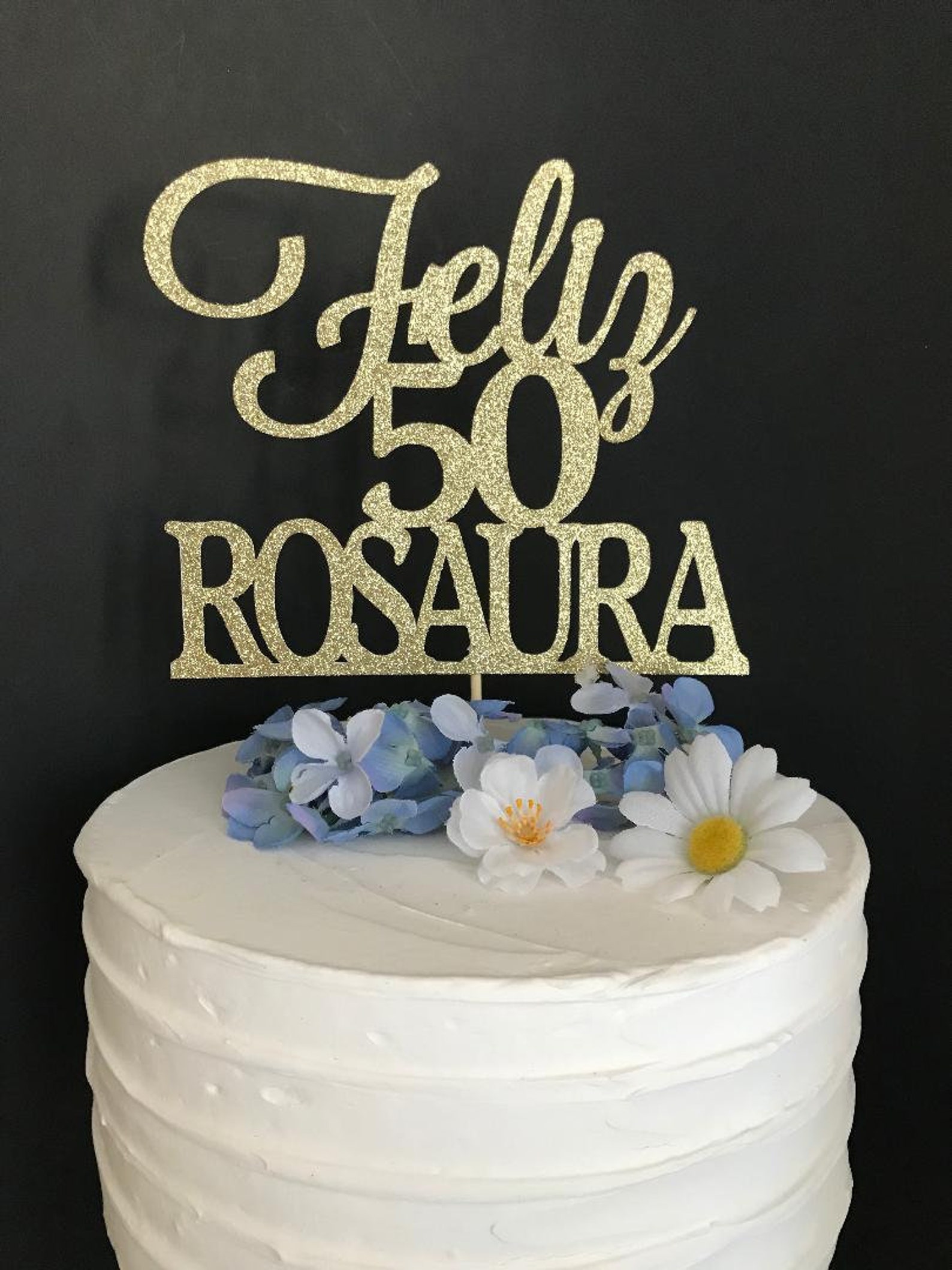 Any Name Feliz Cumpleanos Cake Topper Spanish Birthday Cake | Etsy