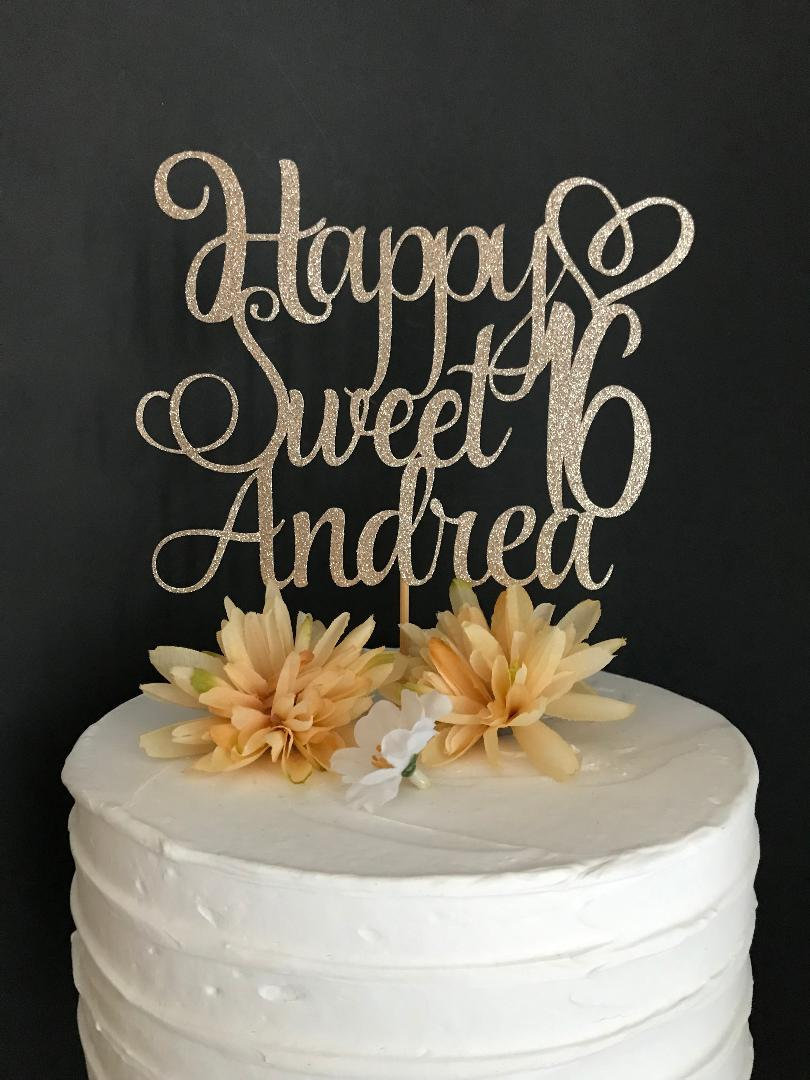 Paper & Party Supplies Sweet 16 Party Decor Sweet 16 Cake Topper Gold ...