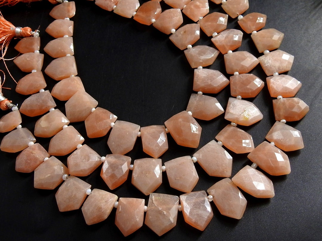 Peach Moonstone Faceted Pentagon Shape Briolette/20piece Strand ...