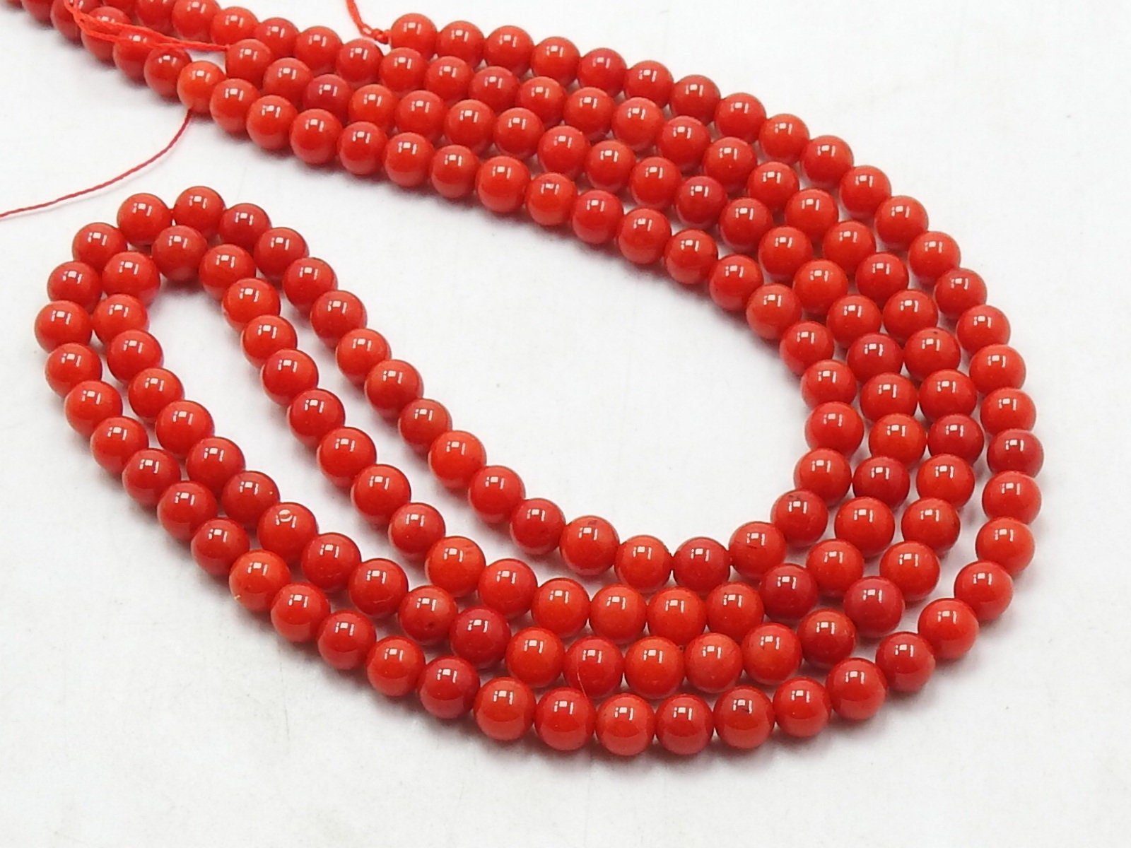 Red Coral Smooth Sphere Ball Round Bead 15inch 4MM Approx Wholesaler ...