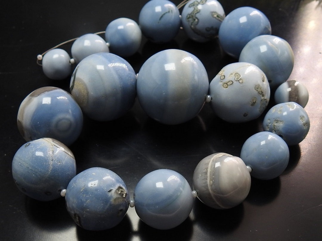 Blue Opal Smooth Sphere Ball Round Bead/14inches 11to26mm/wholesaler ...