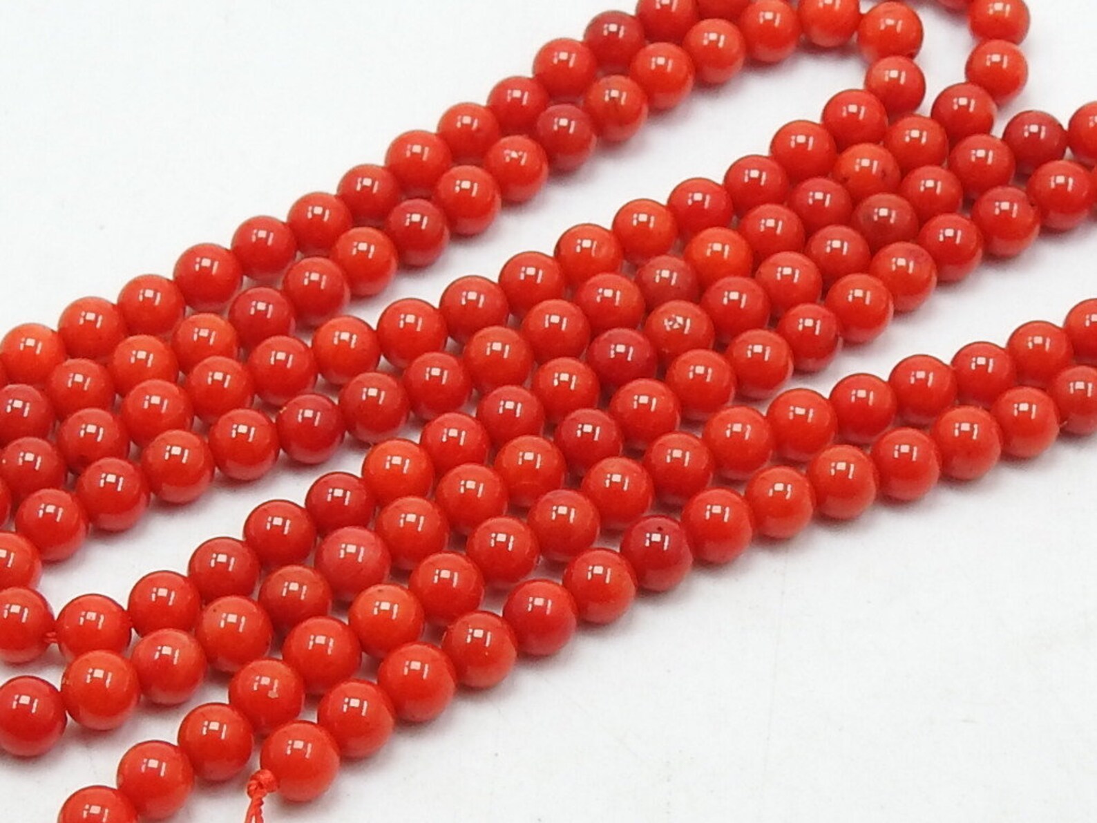 Red Coral Smooth Sphere Ball Round Bead 15inch 4MM Approx Wholesaler ...