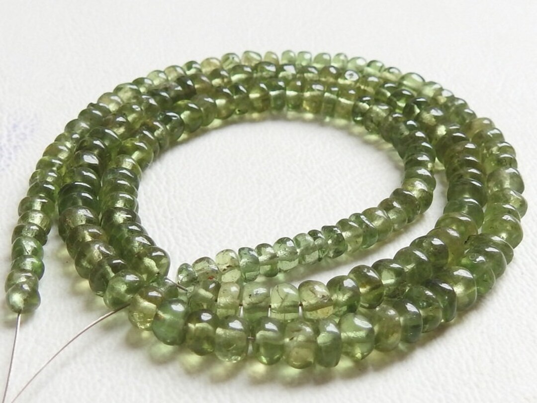 Green Apatite Smooth Roundel Bead for Jewelry Making 14inches Strand 4 ...
