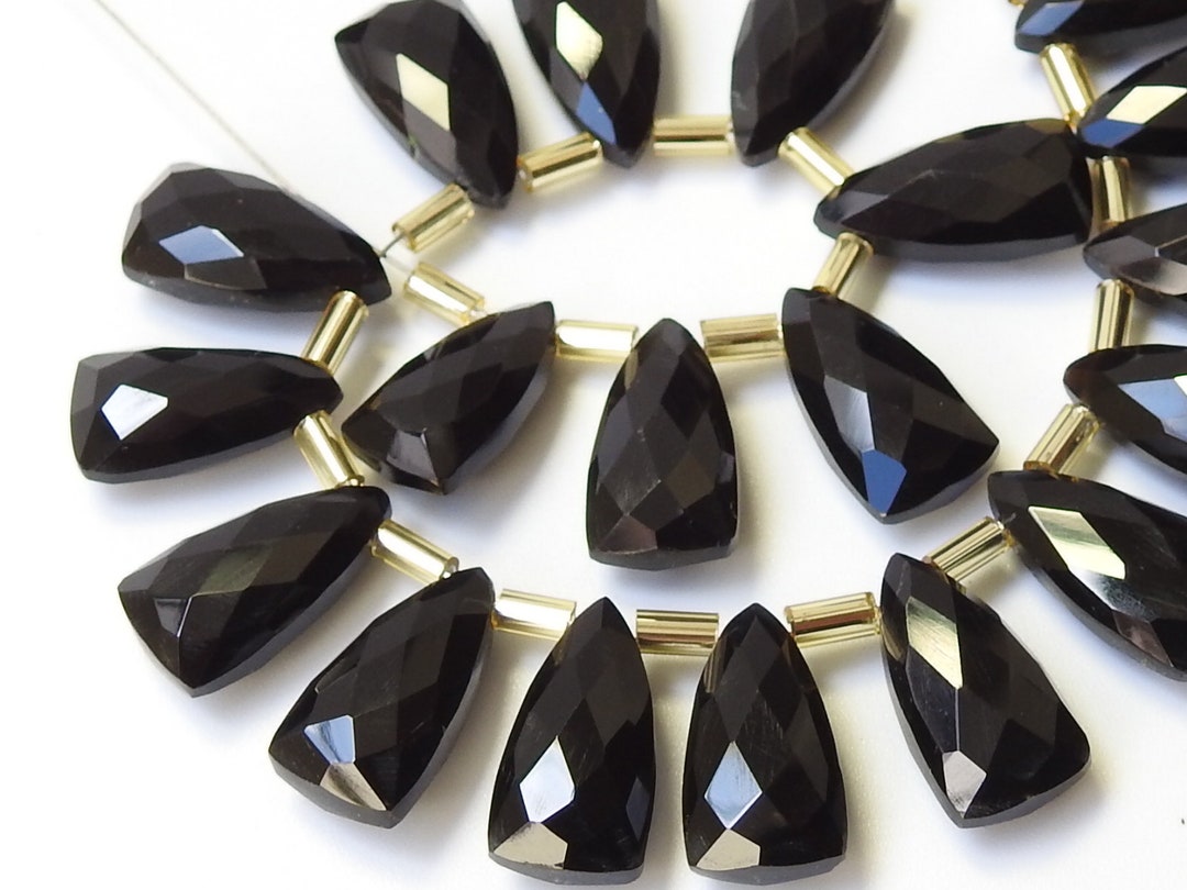 Black Onyx Faceted Long Triangle Shape Briolette/15x8mm/trillion ...