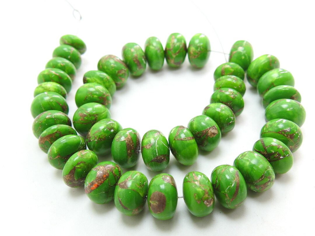 Green Copper Turquoise Smooth Roundel Bead/for Making Jewelry/9inch 8mm ...