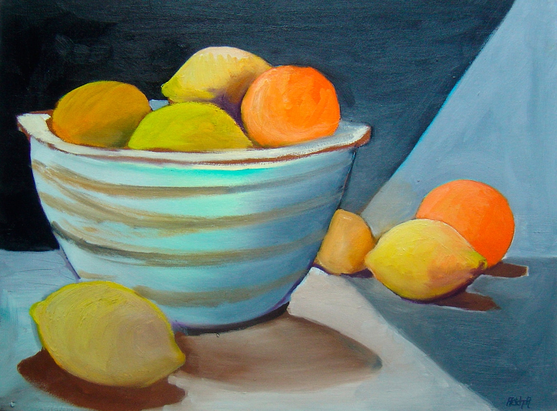 BOWL OF FRUIT Beautiful Original Still Life Painting Expressionist ...