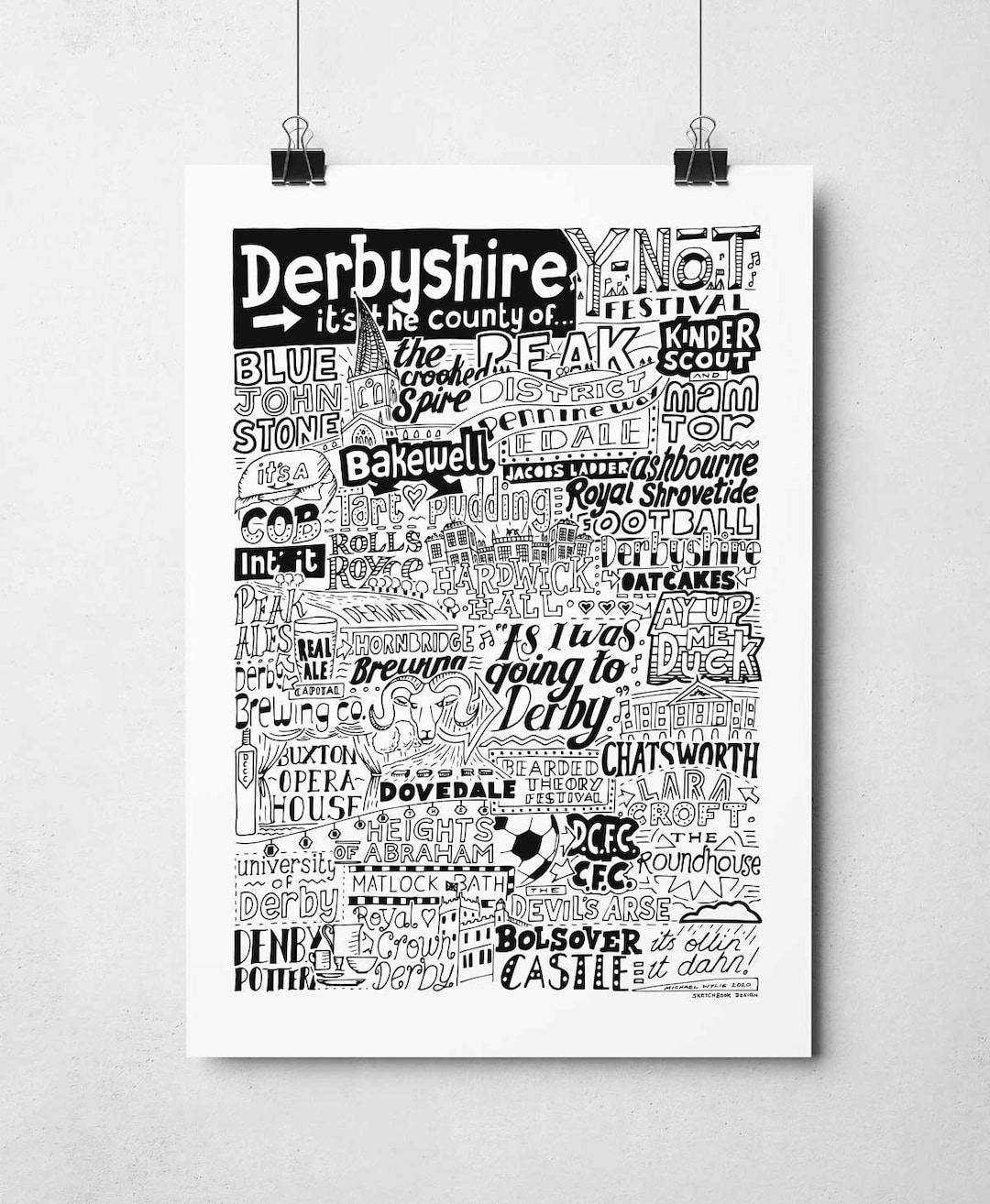 Derbyshire Wall Art Print | Best of Derbyshire Travel Poster | Derby ...