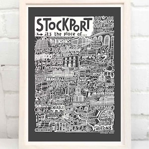 Stockport Landmarks Wall Art | Typography Print Poster | Stockport ...