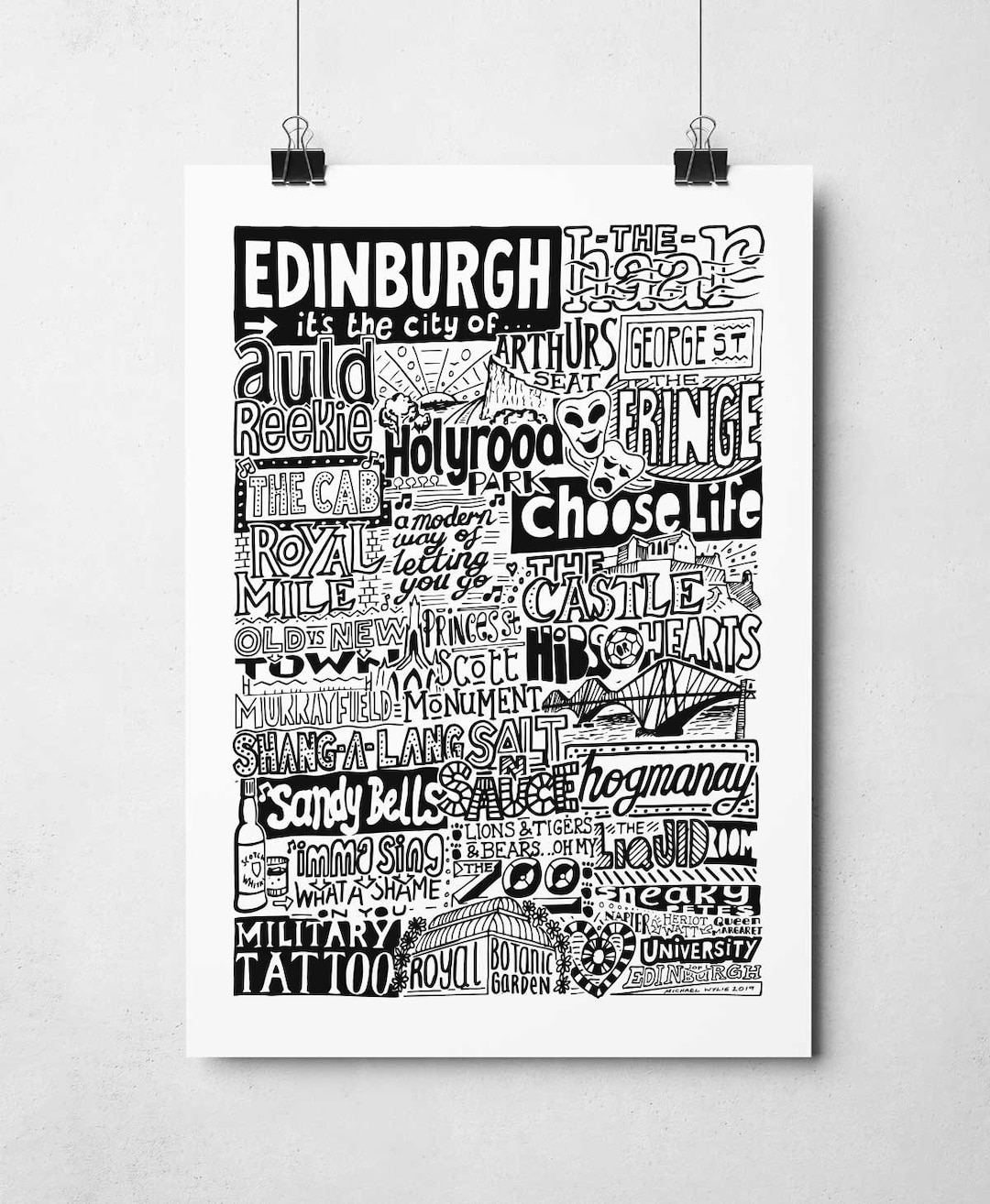Edinburgh Landmarks Wall Art Print | Scottish Travel Poster | Edinburgh ...
