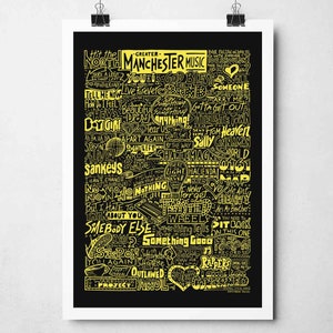 Manchester Music Typography Art Print: Madchester Bands Poster - Etsy UK