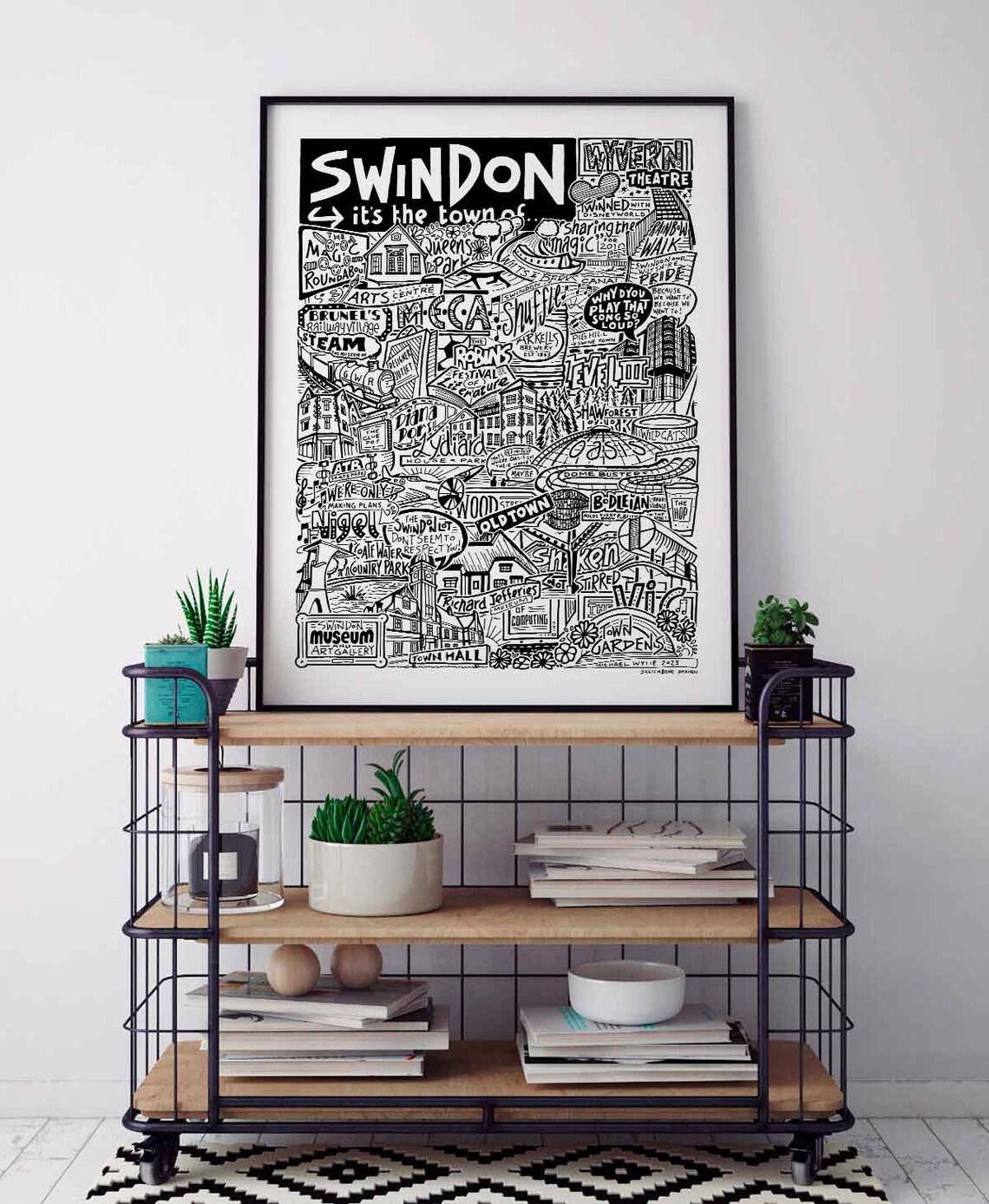 Swindon Landmarks Typography Art Print: UK Travel Poster - Etsy