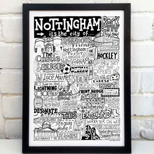 Nottingham Landmarks Wall Art | the Best of Nottingham Gifts Typography ...