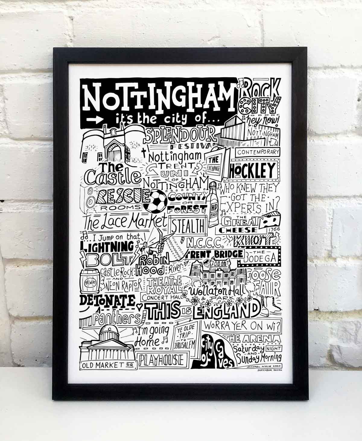 Nottingham Landmarks Wall Art the Best of Nottingham Gifts - Etsy UK