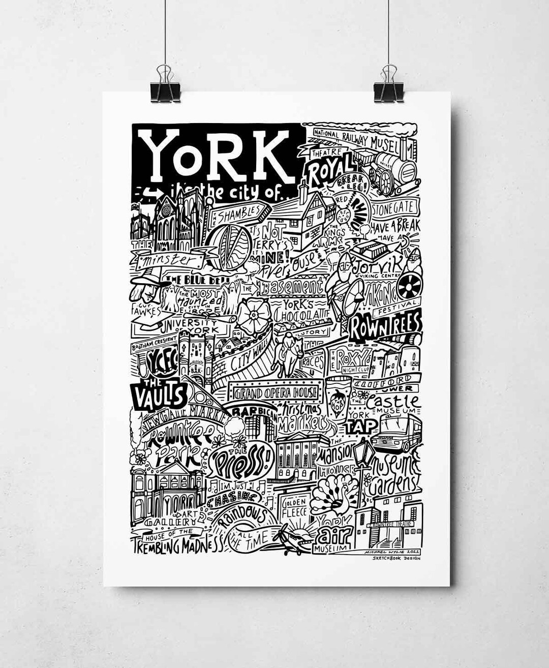 York Wall Art Landmarks Print | York Typography Poster | I Love ...