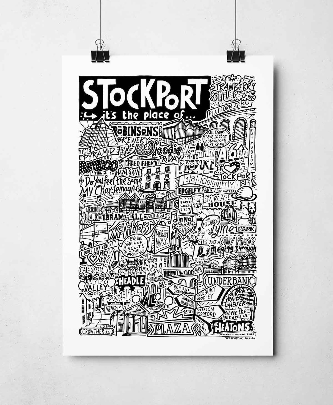 Stockport Landmarks Wall Art | Typography Print Poster | Stockport ...