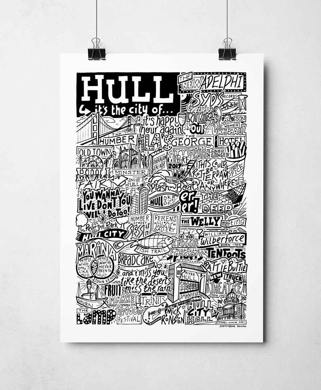 Hull Landmarks Wall Art Print | Hull Gifts Typography Poster - Etsy UK