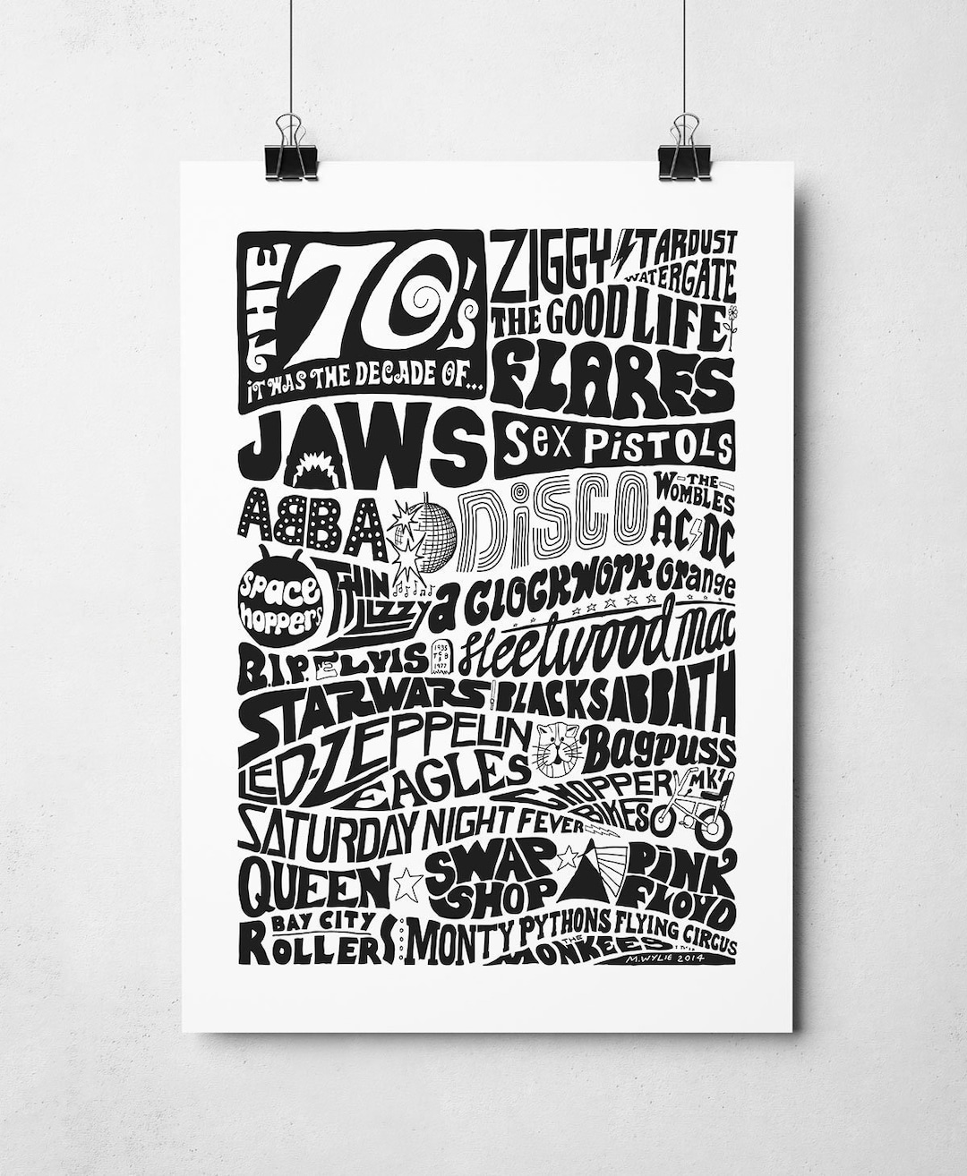 I Love the 1970s Wall Art Print | 70s Typography Illustration Poster ...