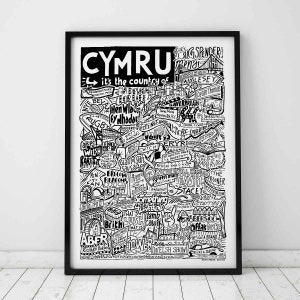 Cymru Wall Art Landmarks Typography Print I Love Wales Poster Welsh ...