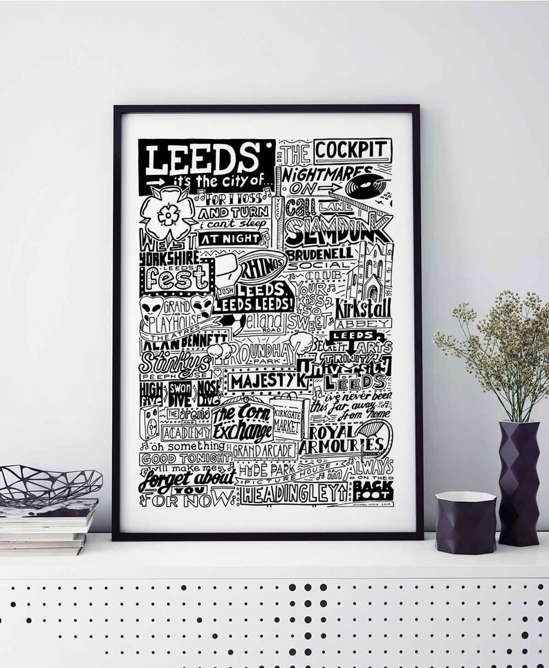 Leeds Landmarks Wall Art Print I Love Leeds Gifts - Etsy UK
