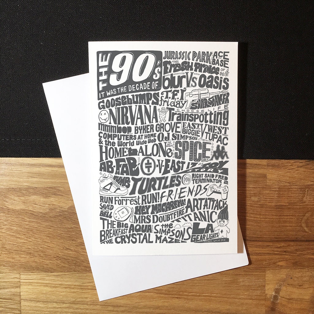 The Nineties 1990's Greetings Card - Etsy UK