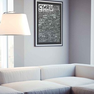 Cymru Wall Art Landmarks Typography Print | I Love Wales Poster | Welsh ...