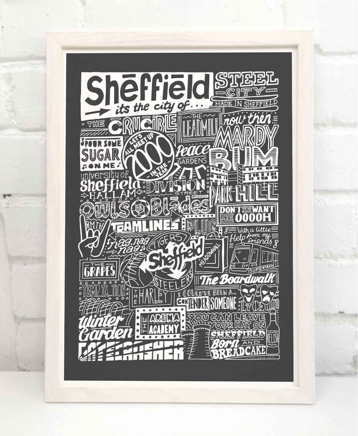 Sheffield Landmarks Wall Art Print | Sheffield Gifts | Typography ...