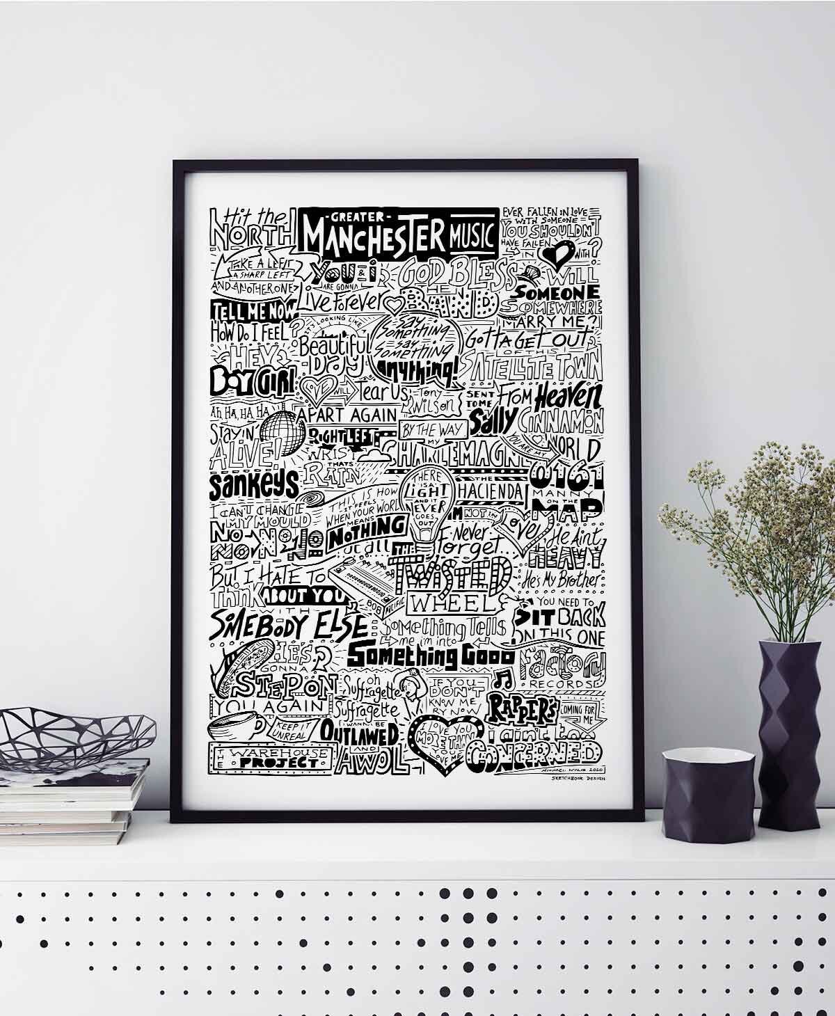 Greater Manchester Music Print Typography Poster - Etsy UK