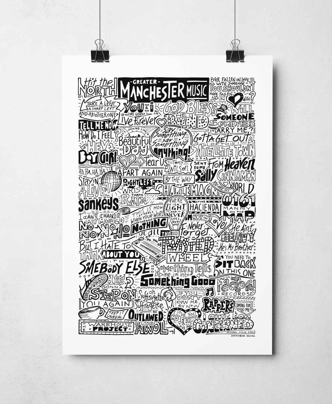 Manchester Music Typography Art Print: Madchester Bands Poster - Etsy UK
