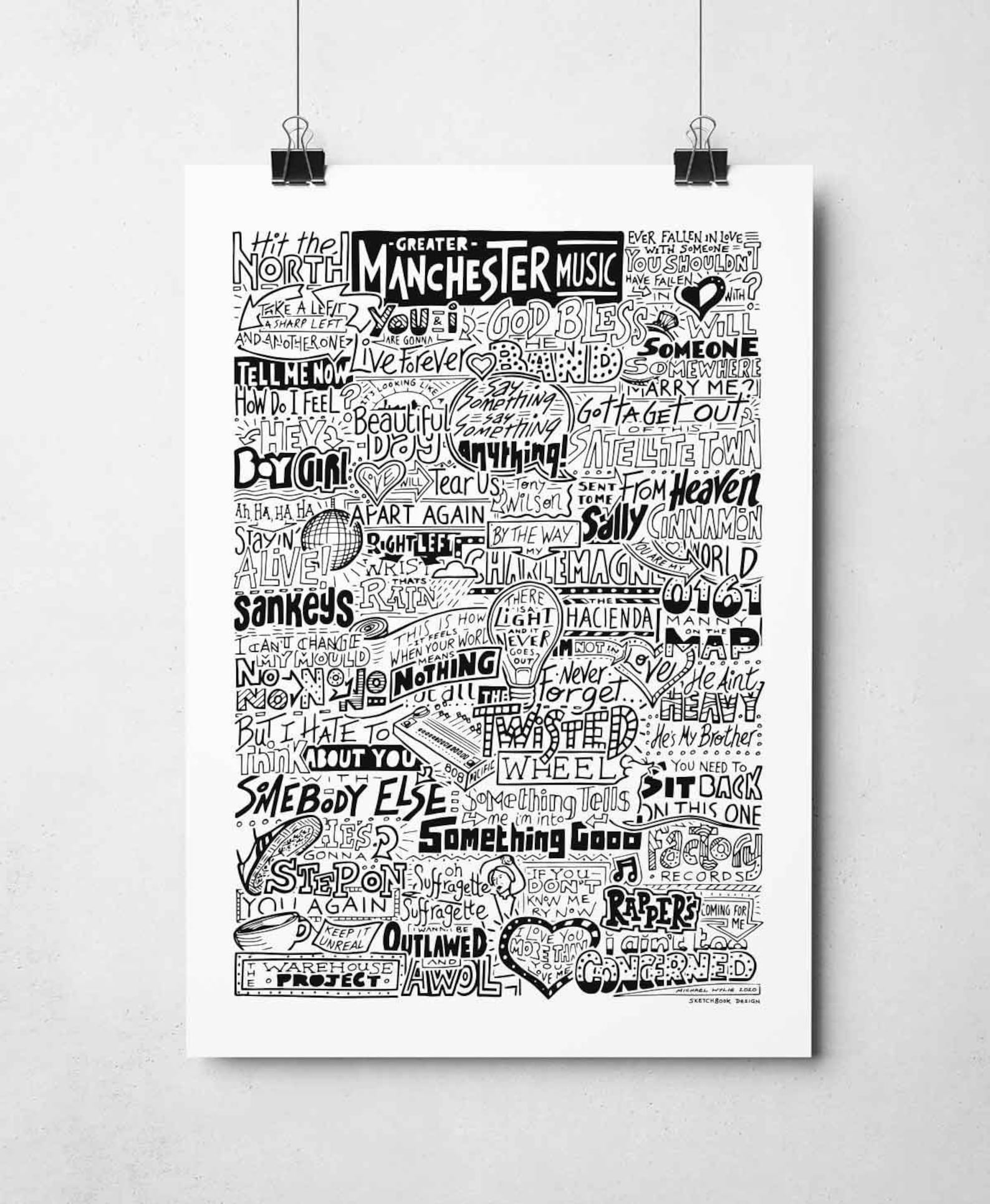 Greater Manchester Music Print Typography Poster - Etsy UK