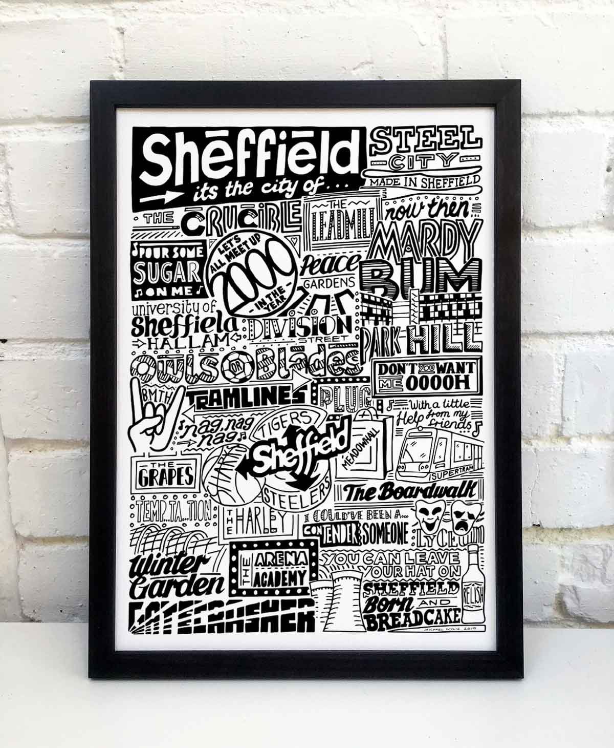 Sheffield Landmarks Wall Art Print Sheffield Gifts - Etsy UK