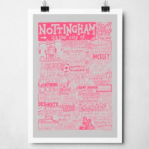 Nottingham Landmarks Wall Art | the Best of Nottingham Gifts Typography ...