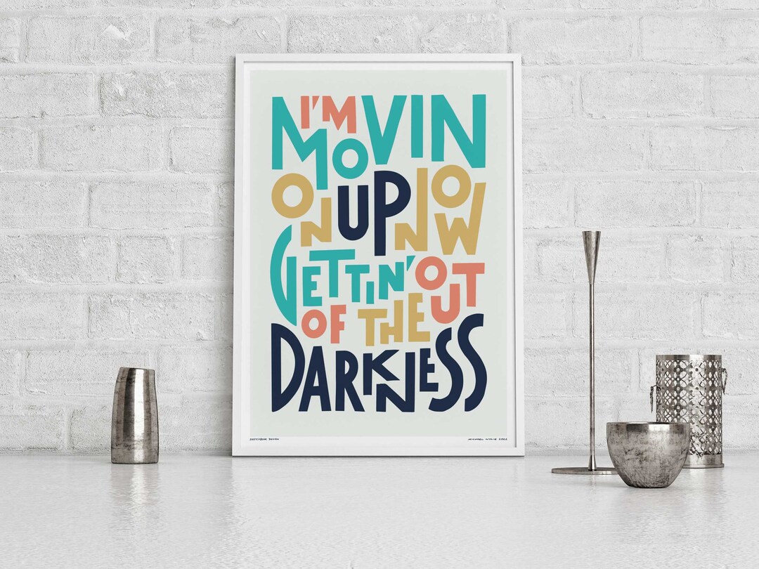 Movin on up Lyric Art Print: Bold Typography, Positive Music Poster - Etsy