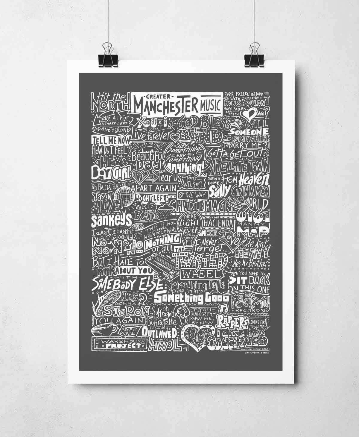 Greater Manchester Music Print Typography Poster - Etsy UK