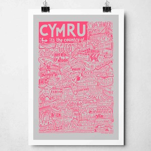 Cymru Wall Art Landmarks Typography Print | I Love Wales Poster | Welsh ...