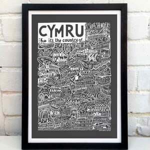 Cymru Wall Art Landmarks Typography Print I Love Wales Poster Welsh ...