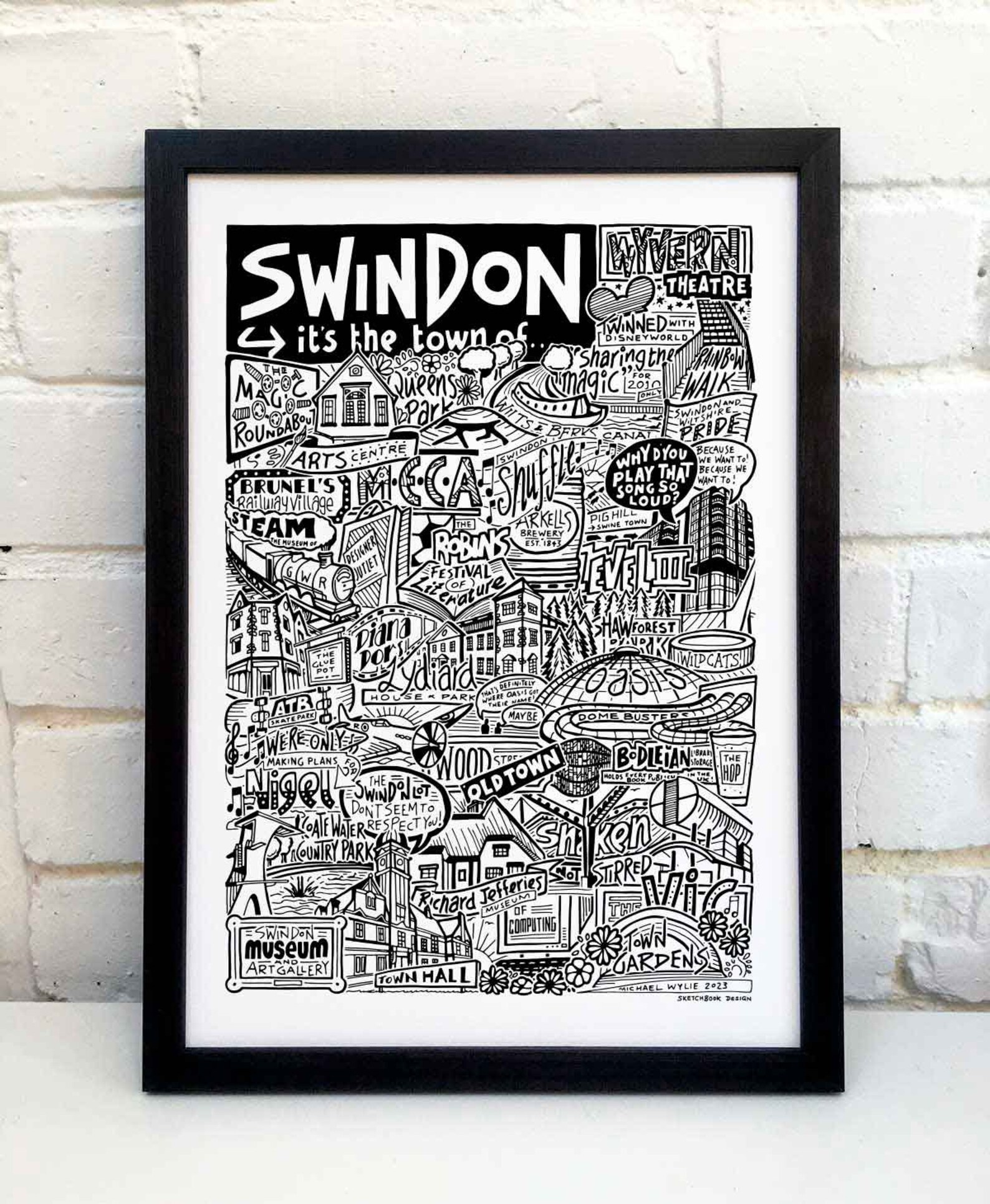 Swindon Landmarks Typography Art Print: UK Travel Poster - Etsy