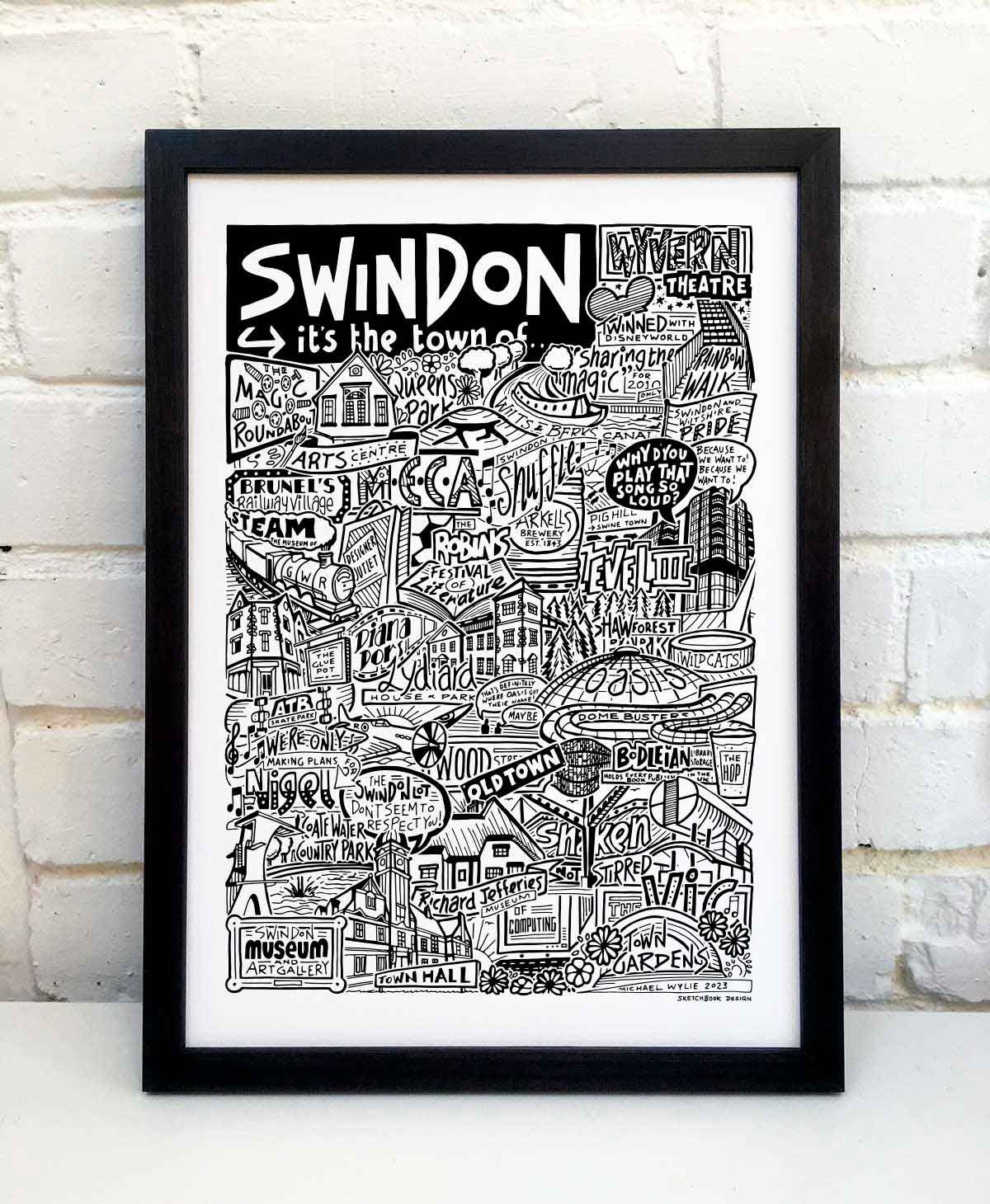 Swindon Landmarks Typography Art Print: UK Travel Poster - Etsy