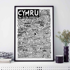 Cymru Wall Art Landmarks Typography Print I Love Wales Poster Welsh ...