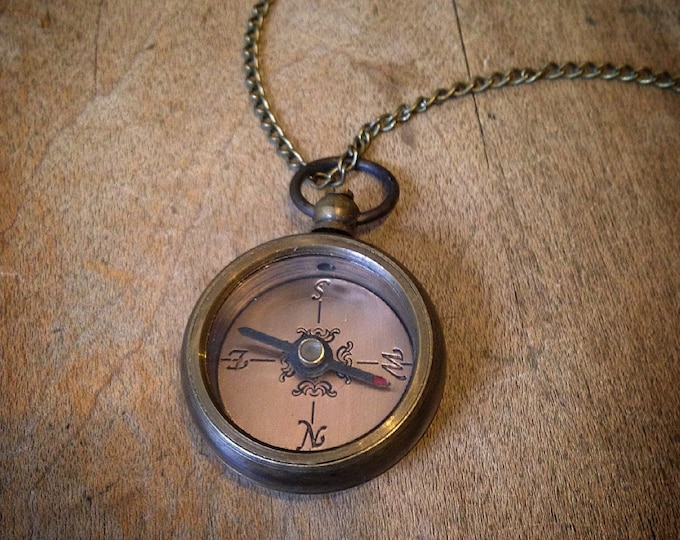 Miniature Compass Necklace Antique Bronze High Quality Mini Vintage ...