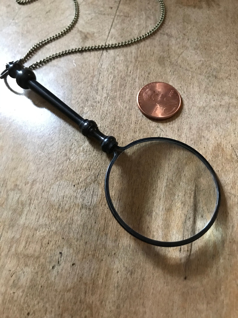 Antique Bronze Monocle Magnifying Glass Necklace - Etsy